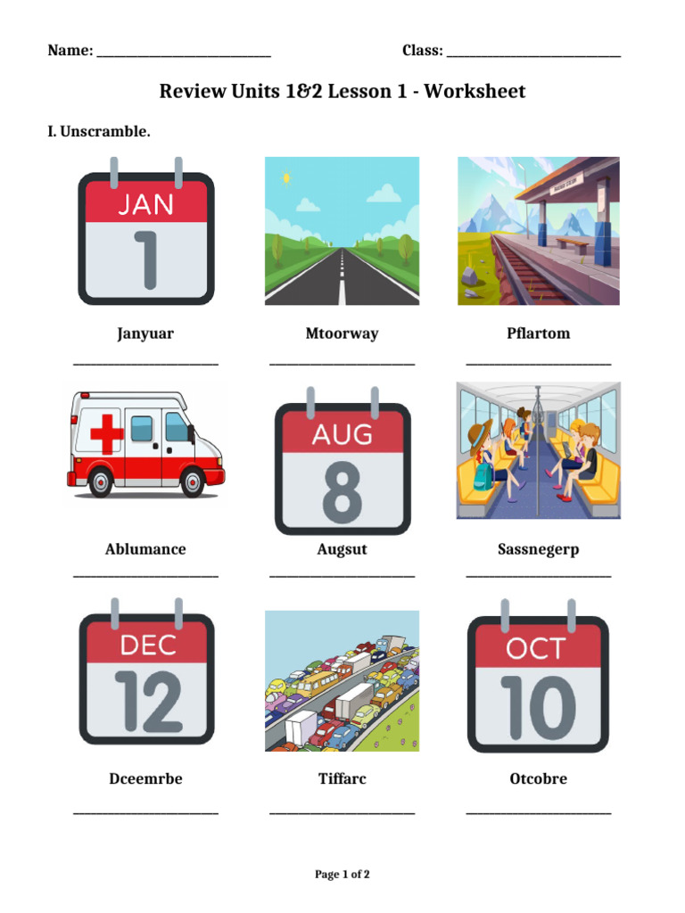 PU4 Review Units 1&2 Lesson 1 - Worksheet | PDF