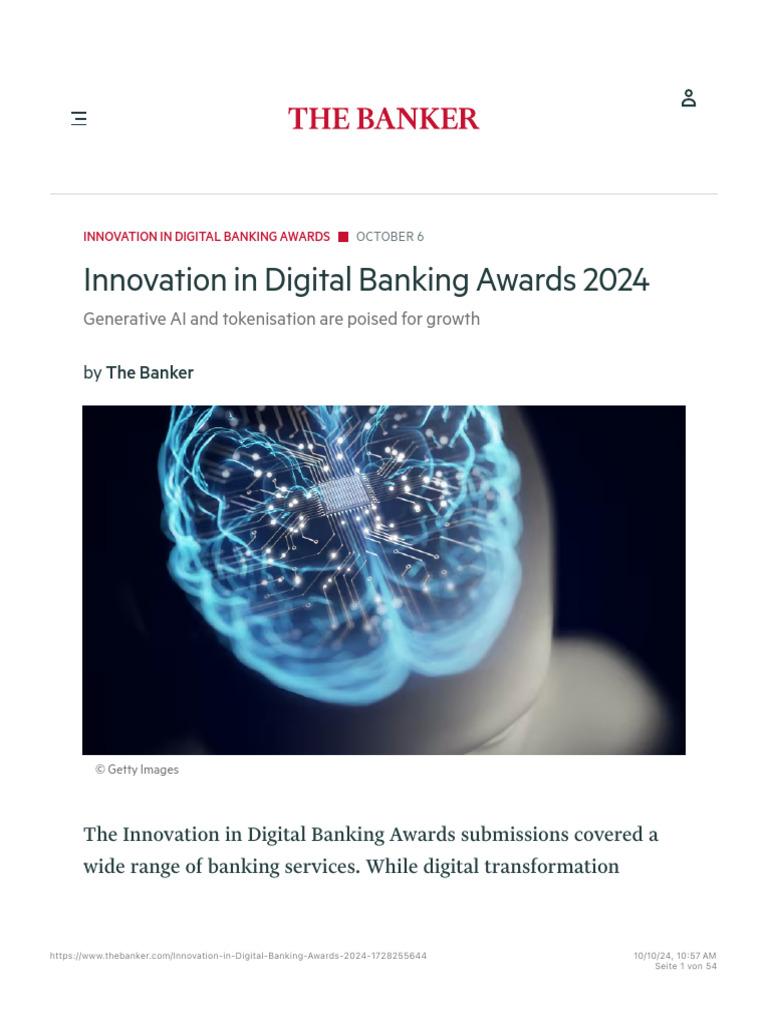 Innovation in Digital Banking Awards 2024 - The Banker | PDF | Banks | Artificial Intelligence