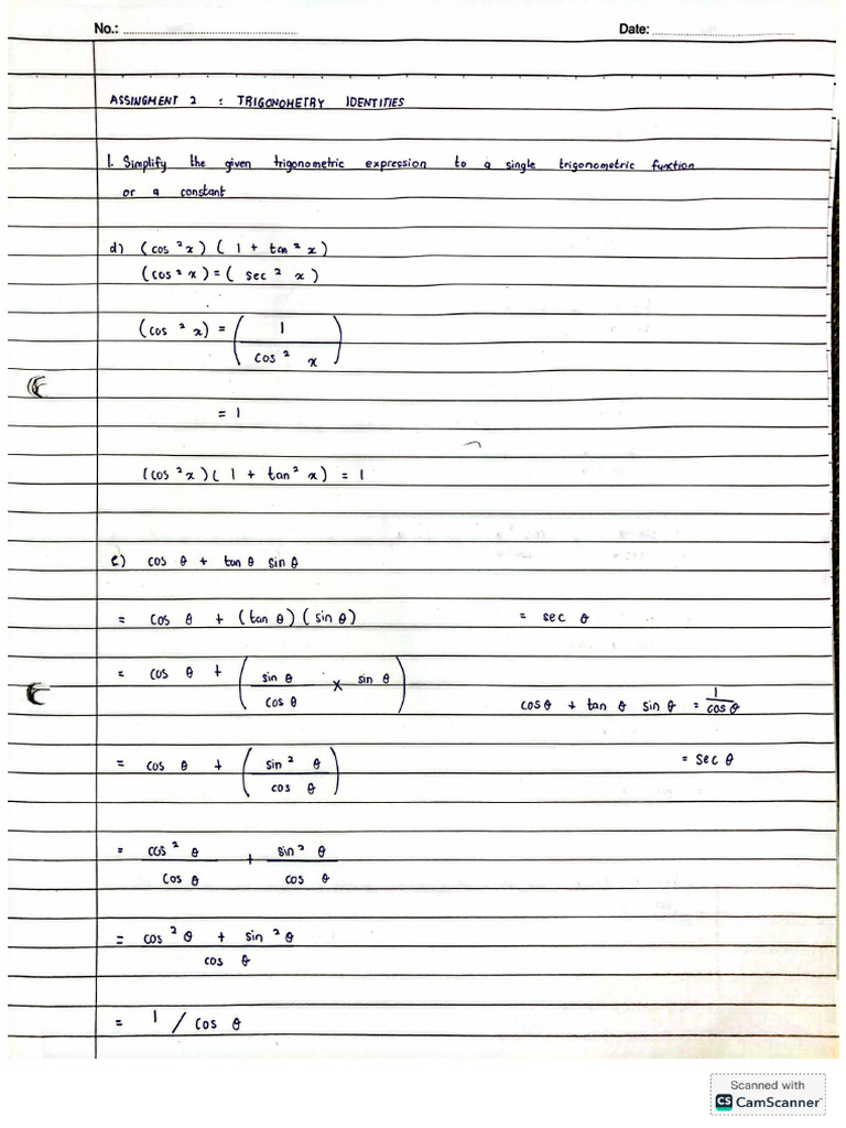 Trigo Identities Assignment 2 TM | PDF