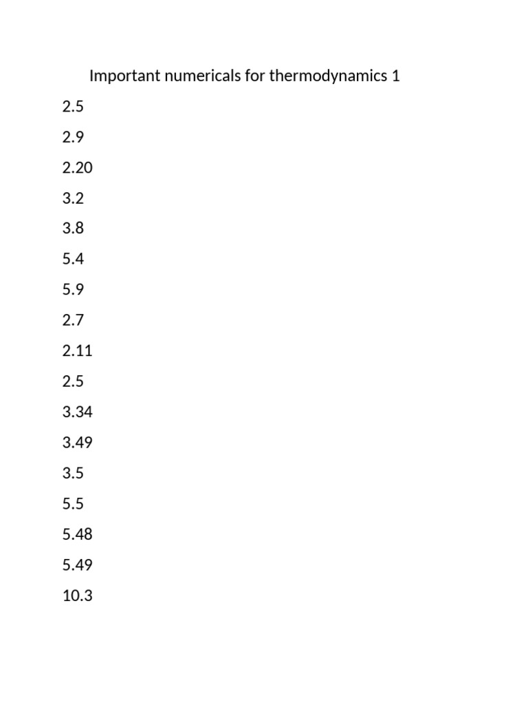 Important Numericals For Thermodynamics 1 | PDF