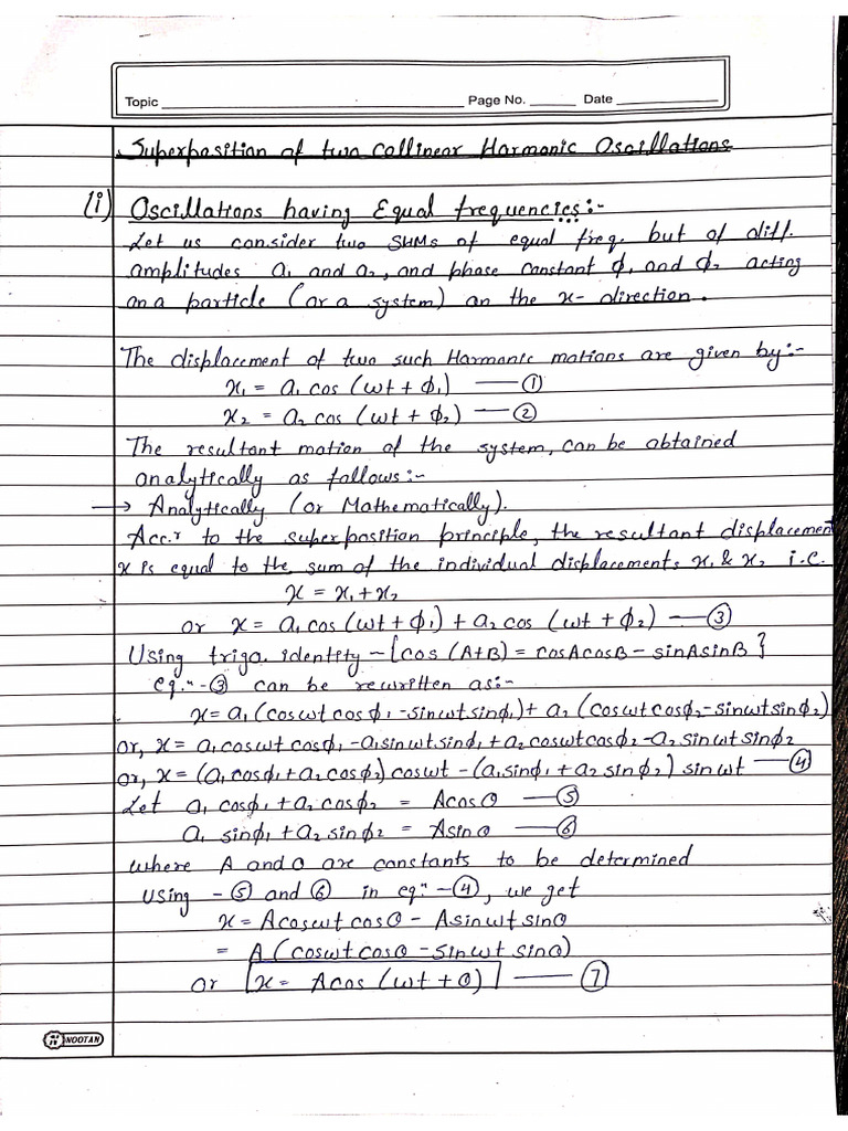 Superposition of Two Non Collinear Harmonic Oscillations | PDF