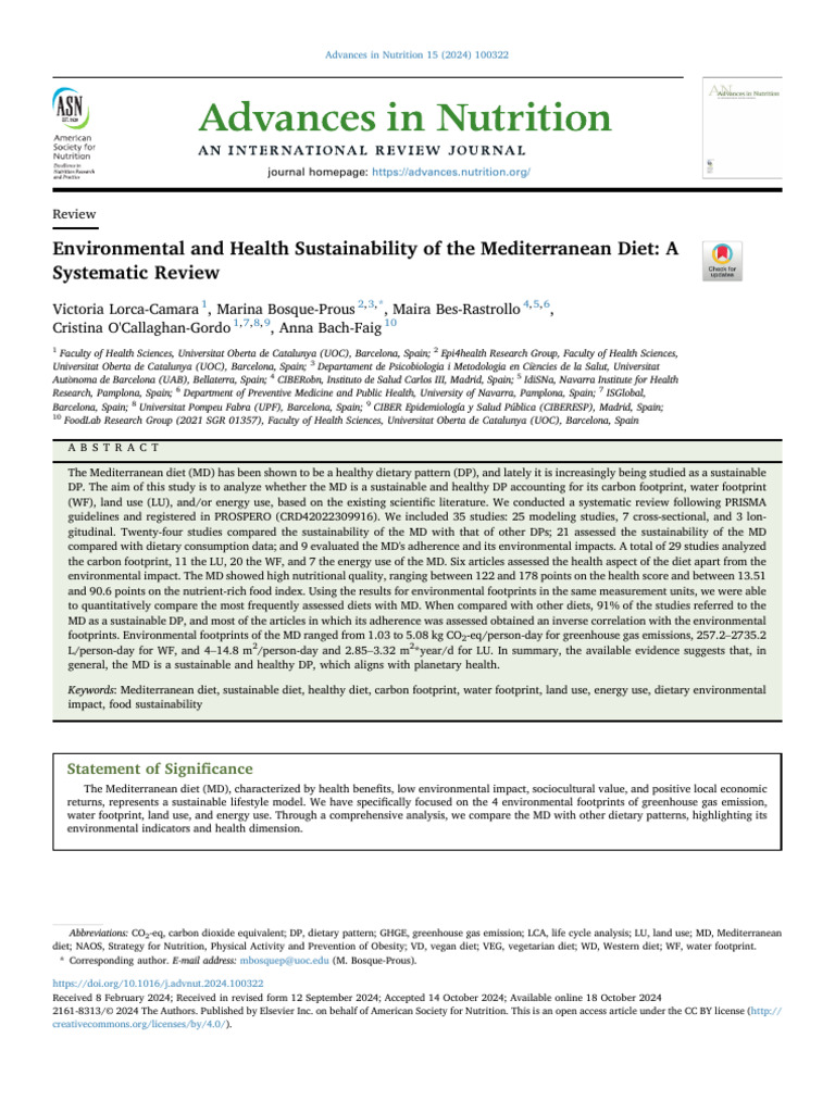 Environmental and Health Sustainability of The Med | PDF | Agriculture ...