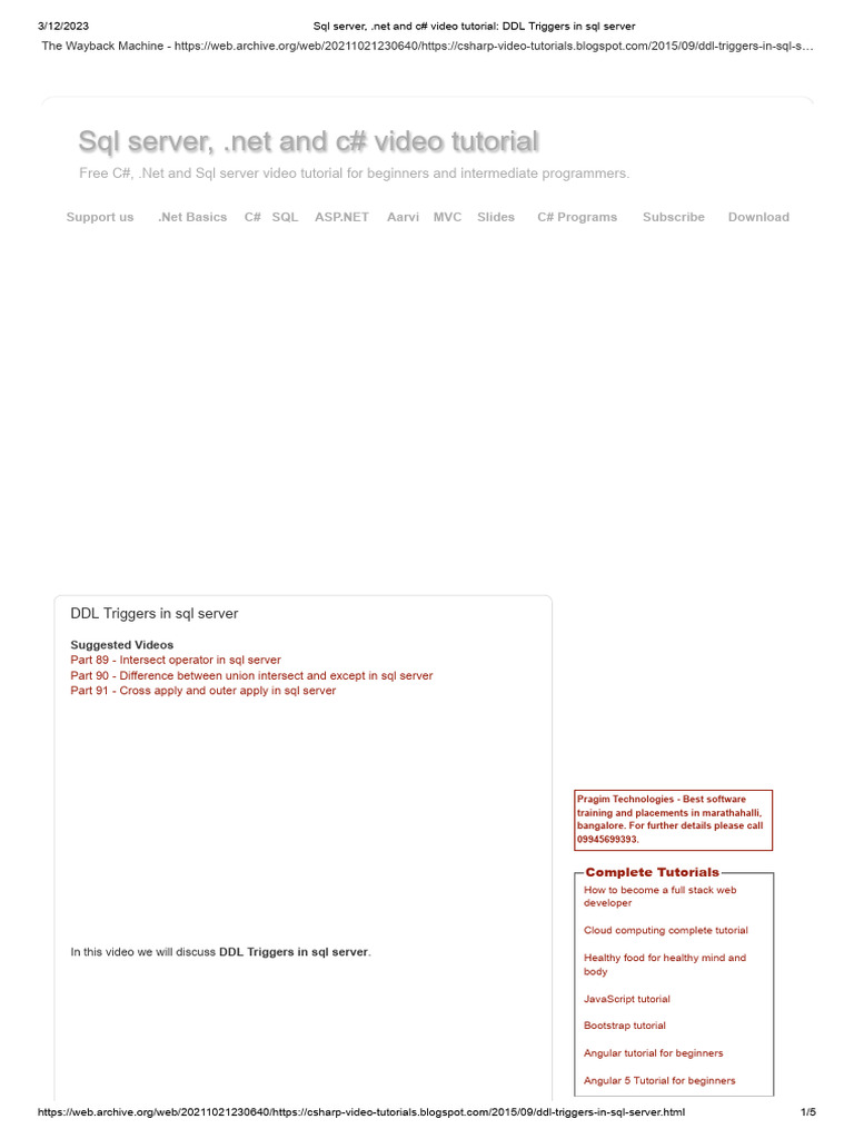 92 DDL Triggers in SQL Server | PDF | Language Integrated Query | Microsoft Sql Server