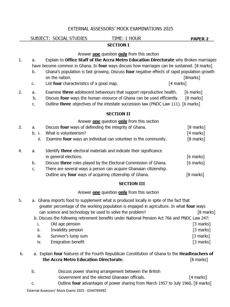 Soc Stud - Adjo's Trial Question Set 2 Ed | PDF | Map | Sea
