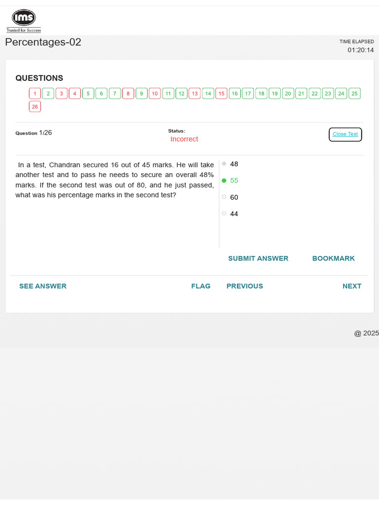 Test Score Percentage Calculation | PDF