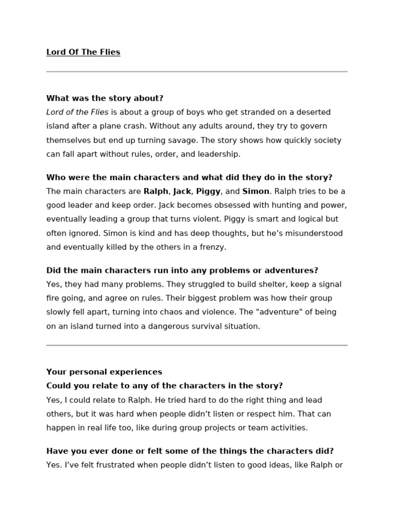 Lord of The Flies | PDF