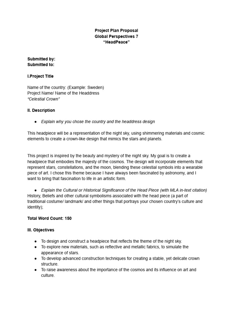 Project Plan Proposal HEADPEACE | PDF