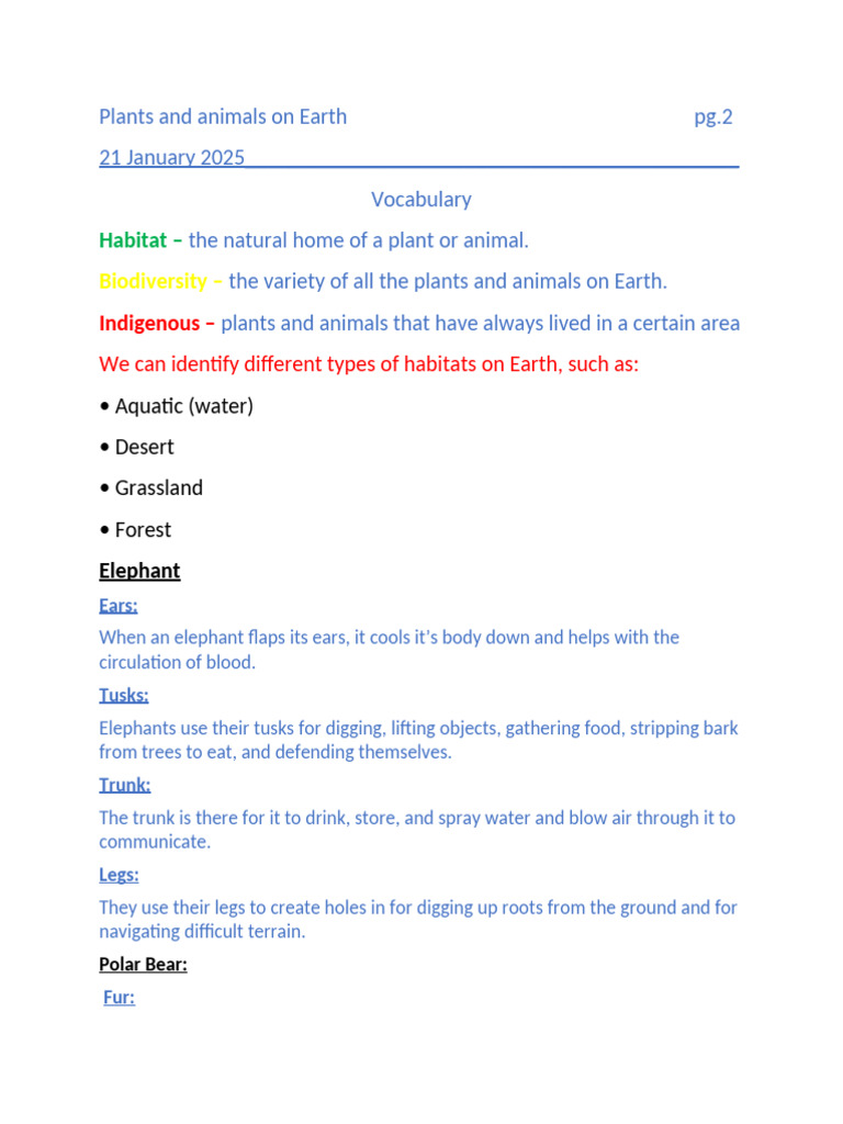 Plants and Animals On Earth - Vocab | PDF