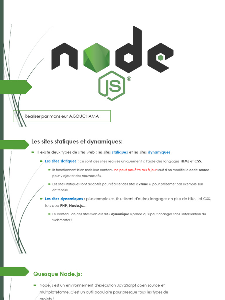 Node.js : Environnement, Utilisation et Avantages | PDF | JavaScript ...
