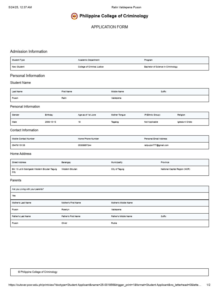 Ralin Valdepena Puson PCCR | PDF | Metro Manila | Schools