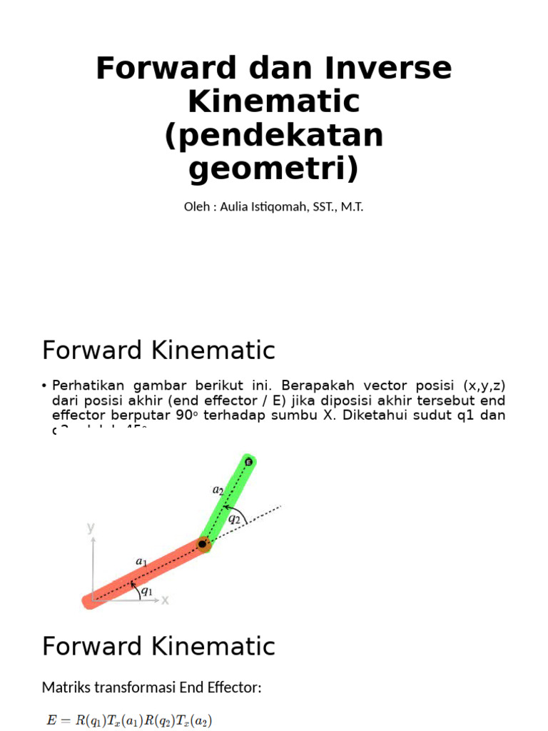 Forward Dan Inverse Kinematic (Pendekatan Geometri) | PDF