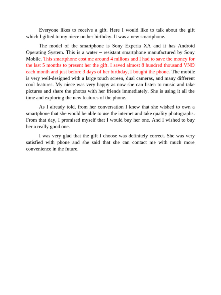 Describle A Gift You Gave Someone | PDF