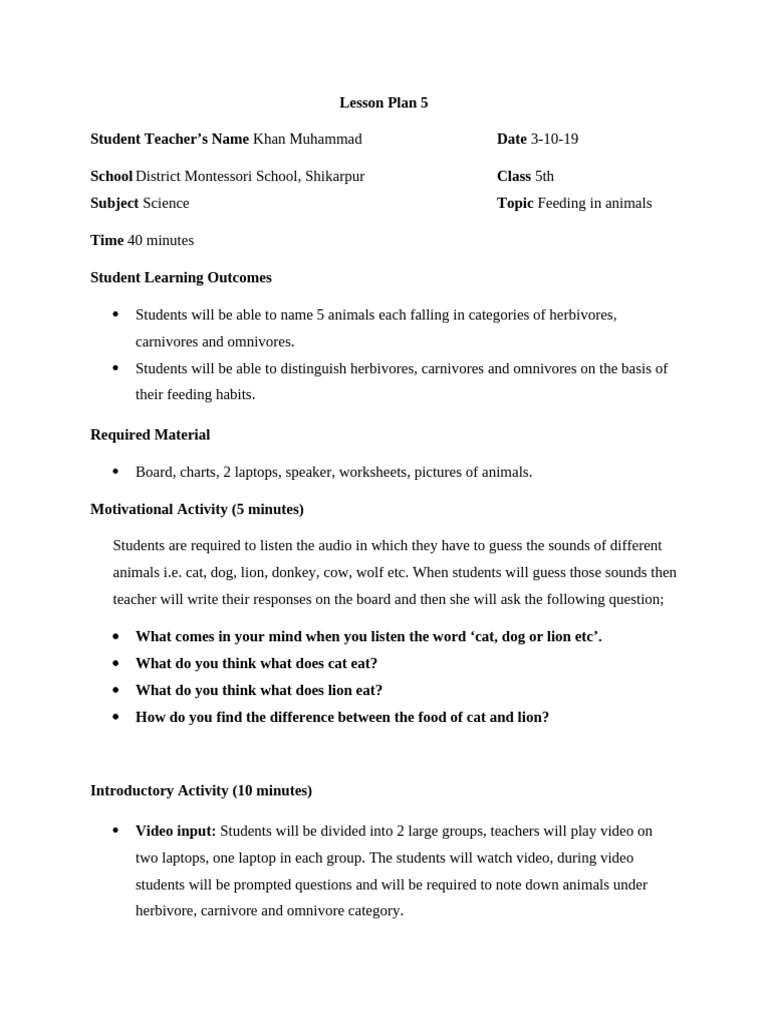 3rd Grade Animal Feeding Habits Lesson | PDF | Herbivore | Lesson Plan