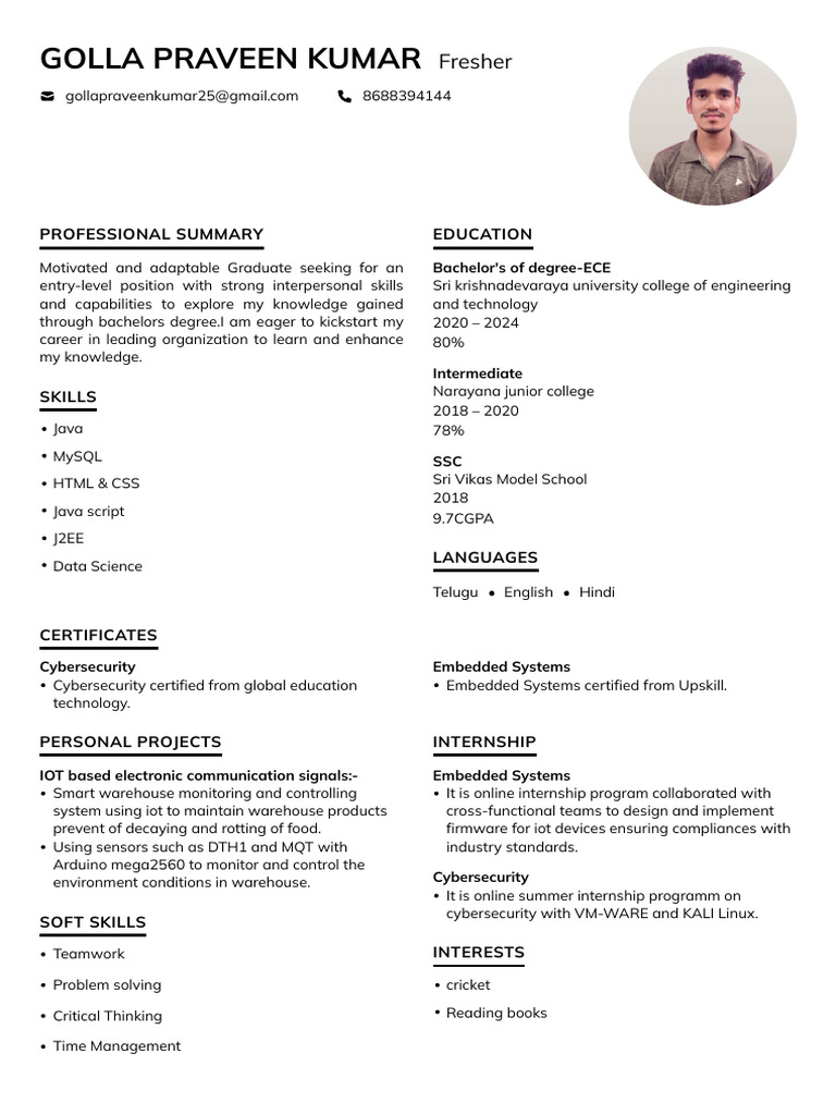 Golla Praveen Kumar Resume | PDF | Computer Security | Security