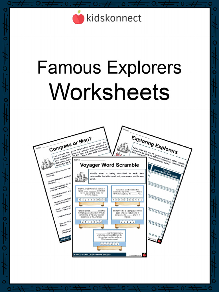 Famous Explorers Worksheets Sample | PDF | South Pole | Age Of Discovery