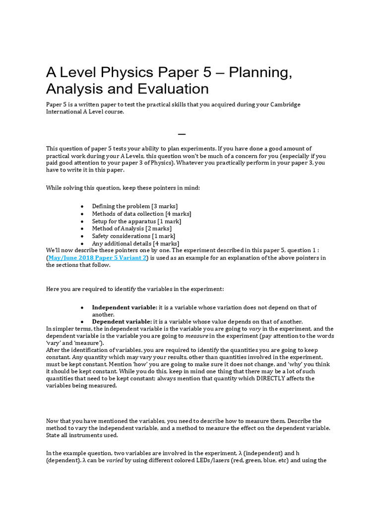Paper 5 Overview | PDF | Logarithm | Significant Figures