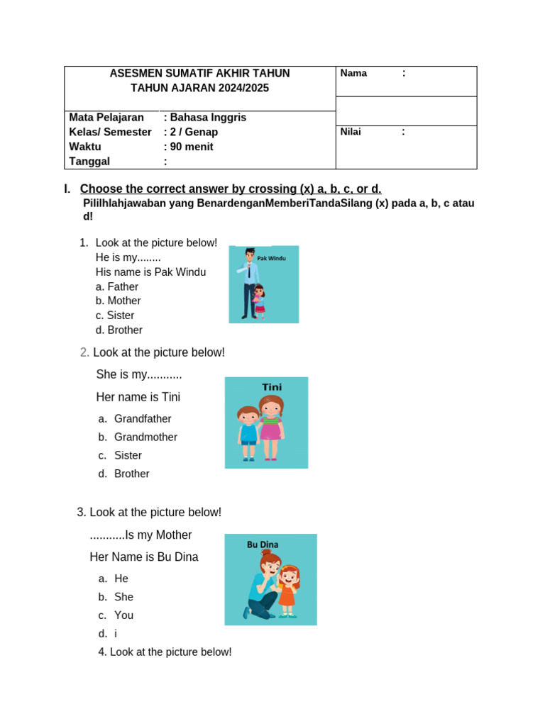 SOAL ASAT Kelas 2 Bahasa Inggris Smart Bimbel | PDF | Foods | Zoology