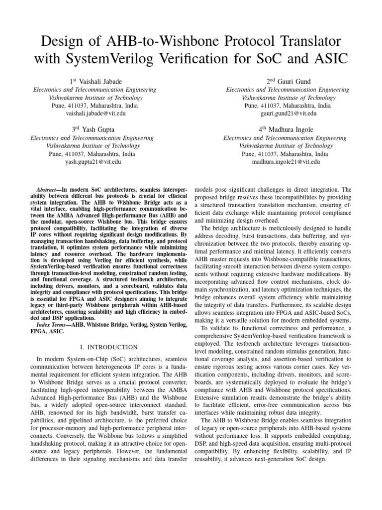 Major - Project IEEE Paper | PDF | System On A Chip | Field ...