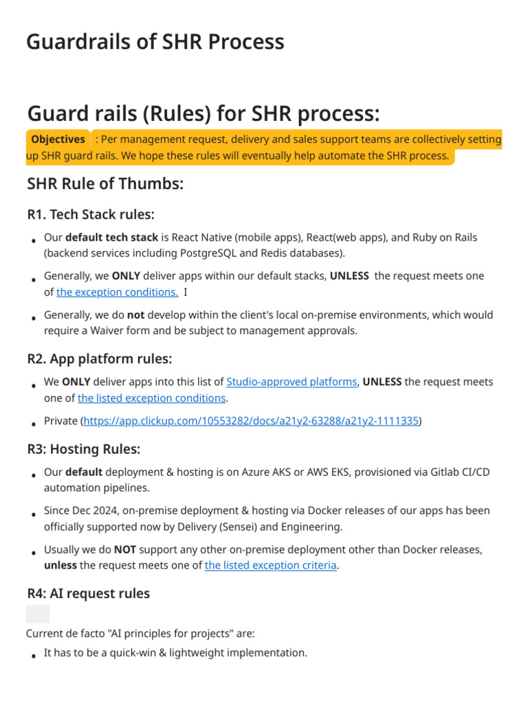 SHR Process Guardrails and Rules | PDF | Information Technology | Software