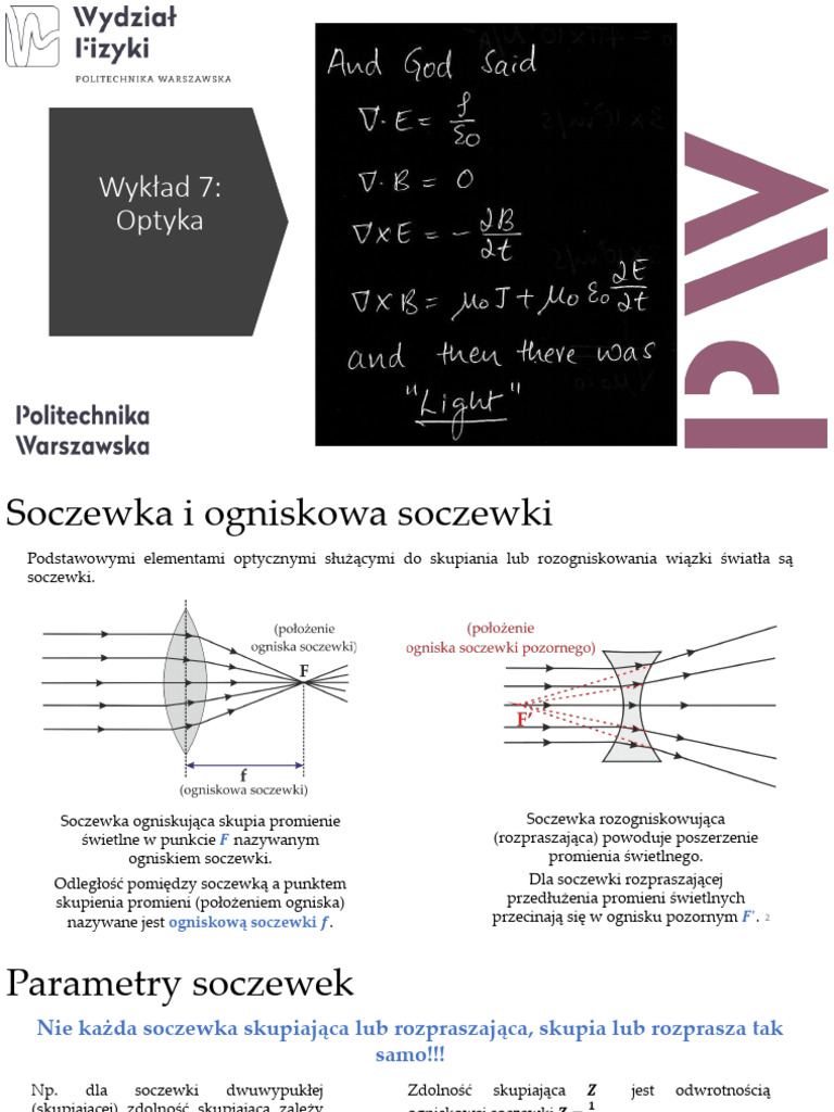 Wykład 7 - Optyka | PDF