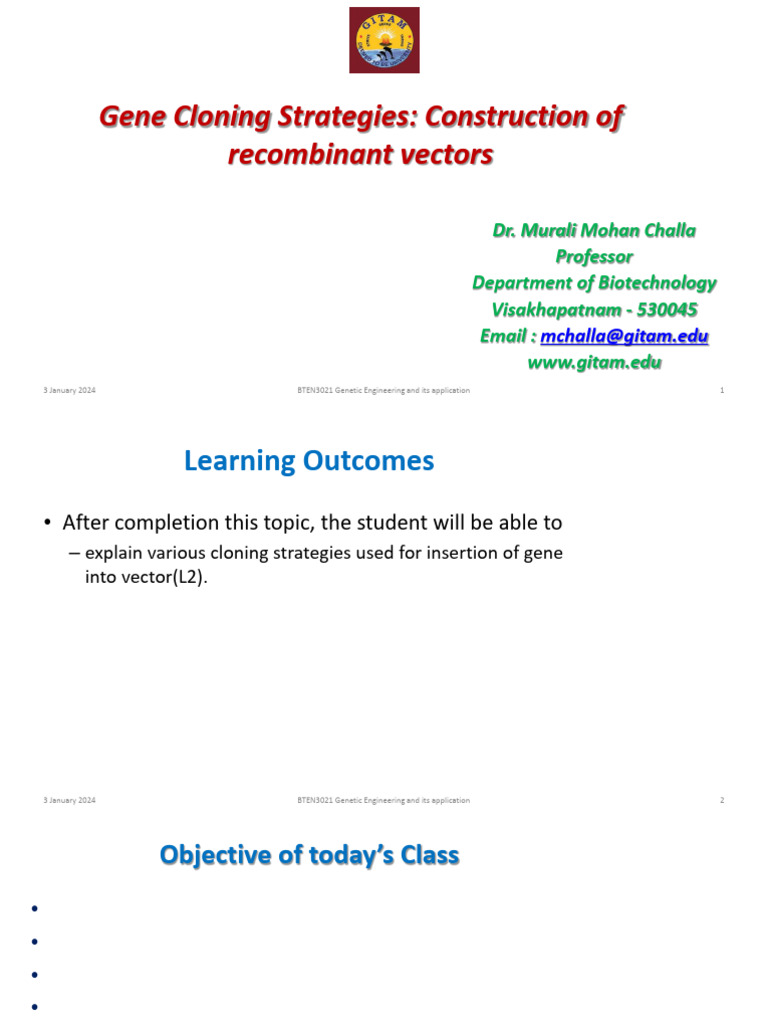 Cloning Strategies Final CMM | PDF | Molecular Cloning | Restriction Enzyme