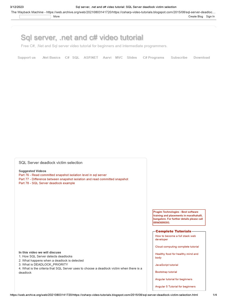 79 SQL Server Deadlock Victim Selection | PDF | Database Transaction ...