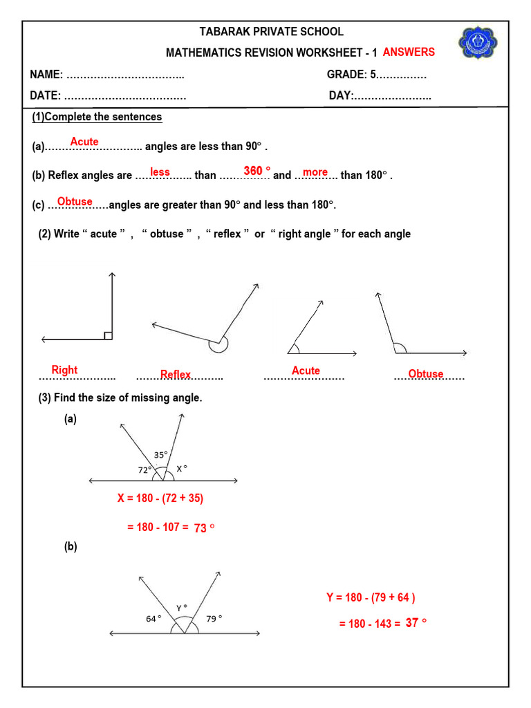 Grade 5 Math Revision Worksheet | PDF