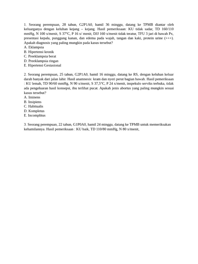 Latihan Soal Ukom Diii Kebidanan Optimal | PDF