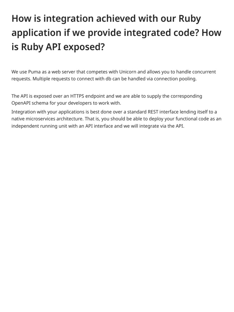 How Is Integration Achieved With Our Ruby Application If We Provide Integrated Code How Is Ruby ...