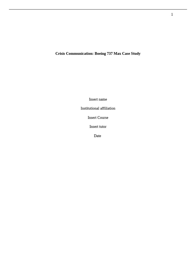 Crisis Communication Boeing 737 Max Case Study | PDF | Boeing | Aviation