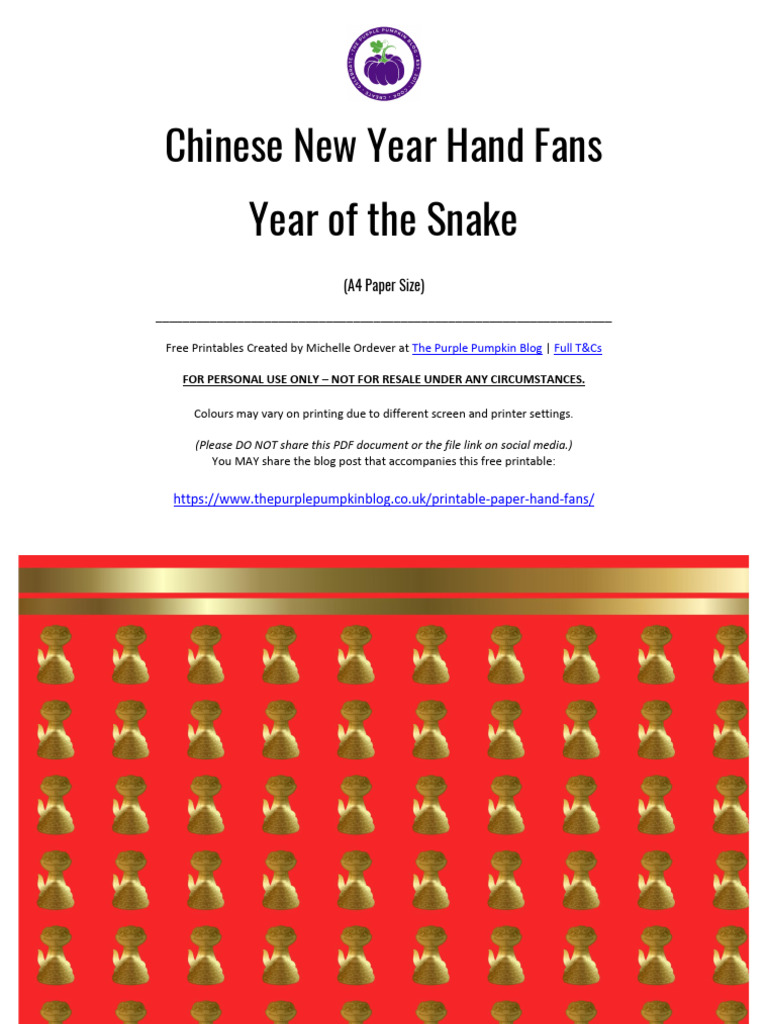 Chinese New Year Snake Hand Fans | PDF