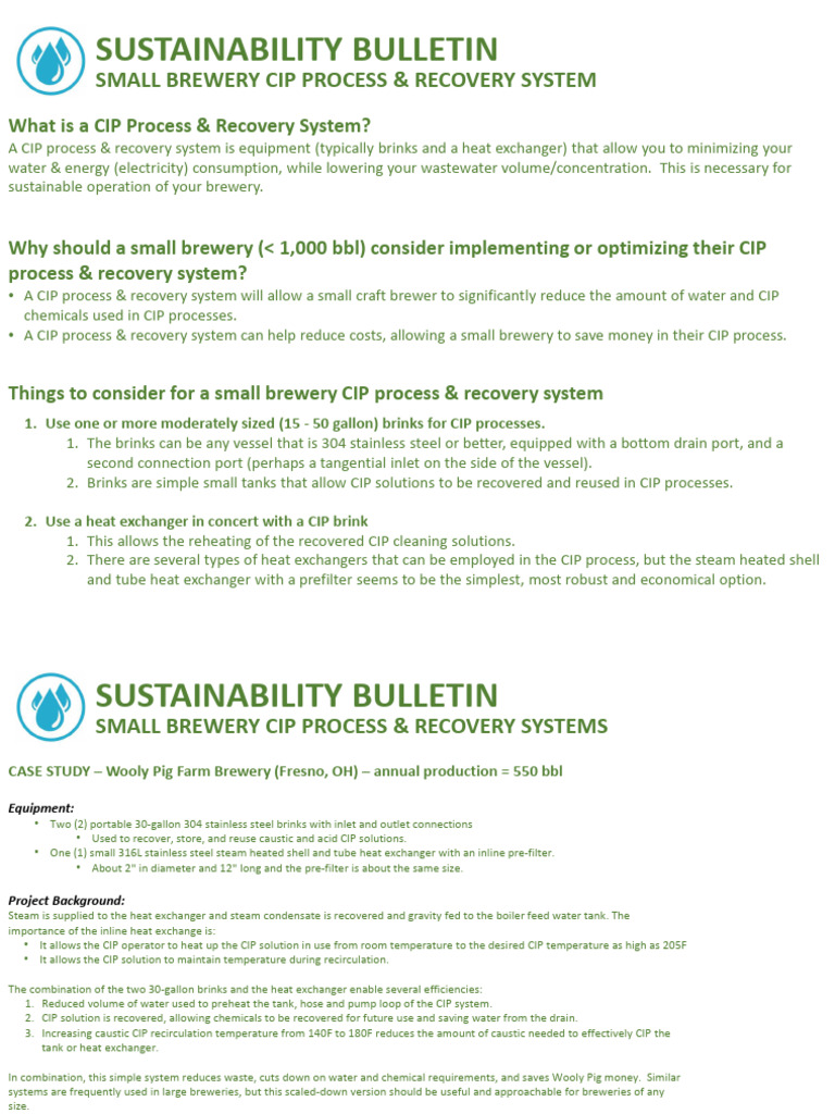 Small Brewery CIP Process and Recovery Systems | PDF | Hydraulic ...