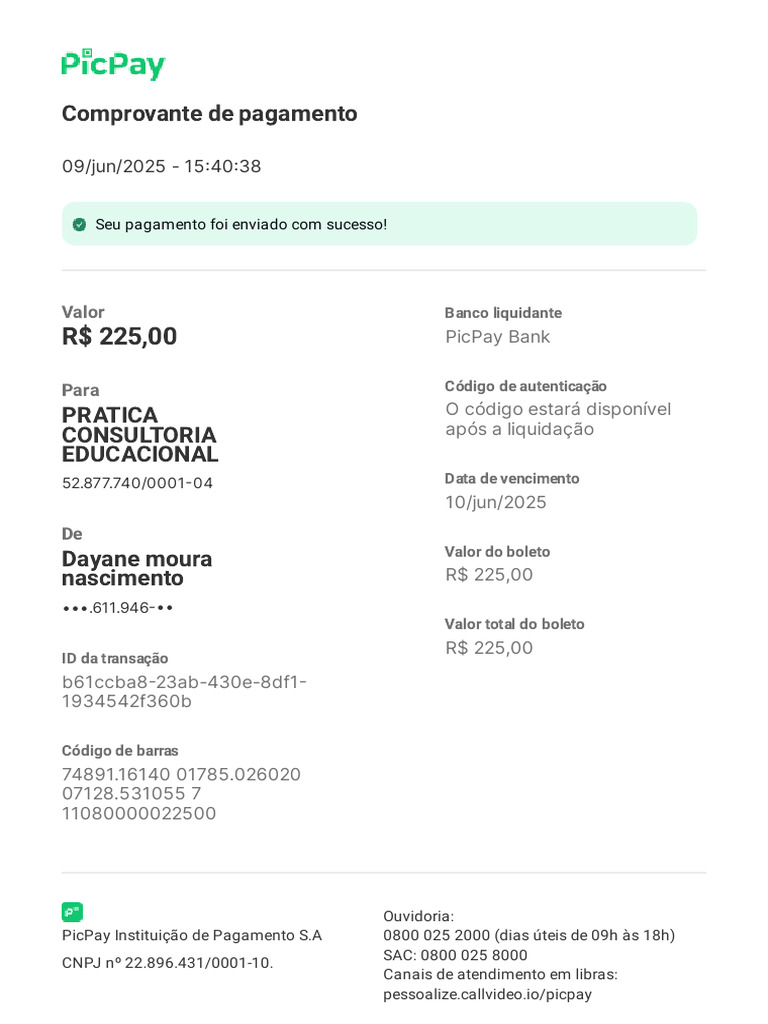Comprovante Picpay BLF 09062025154108 | PDF