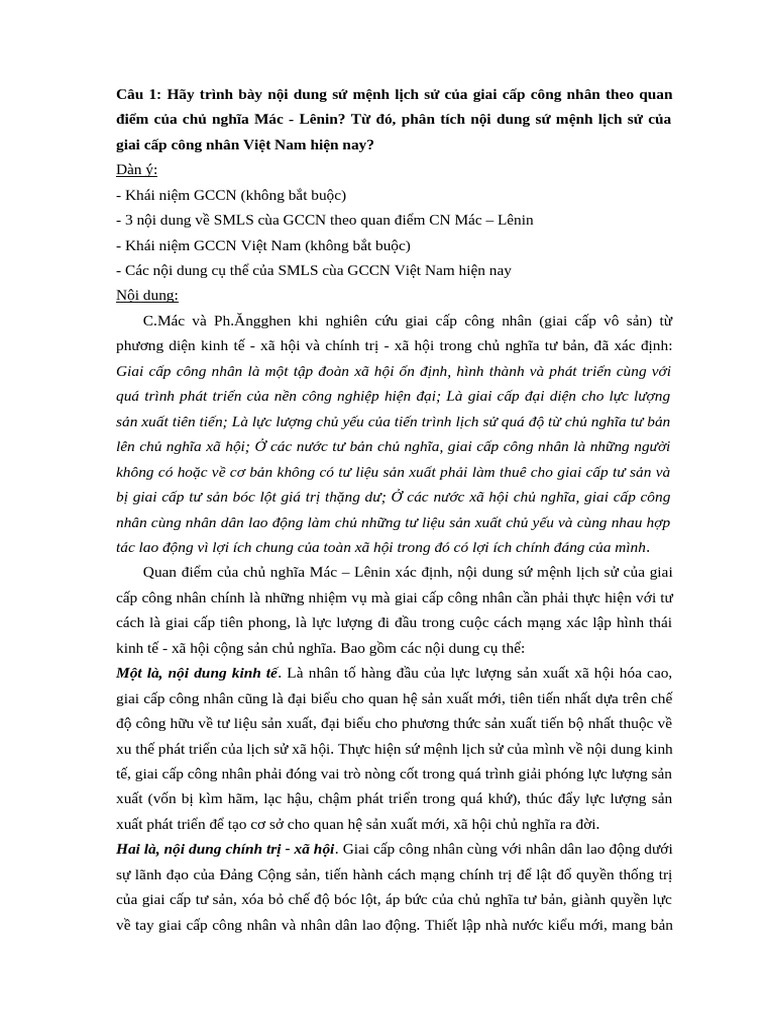 G I Ý N I Dung Môn CNXHKH - HK2-24 | PDF