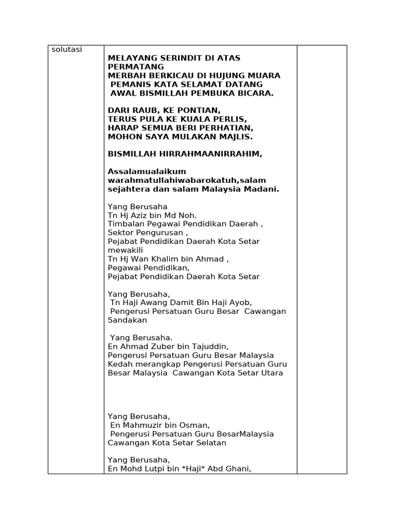 Teks Emcee SK Iskandar | PDF