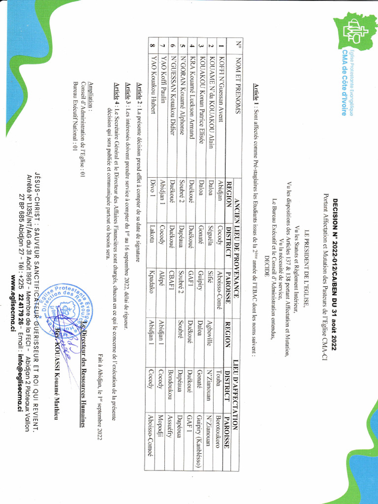 Affectation EBAC 2ème Année | PDF