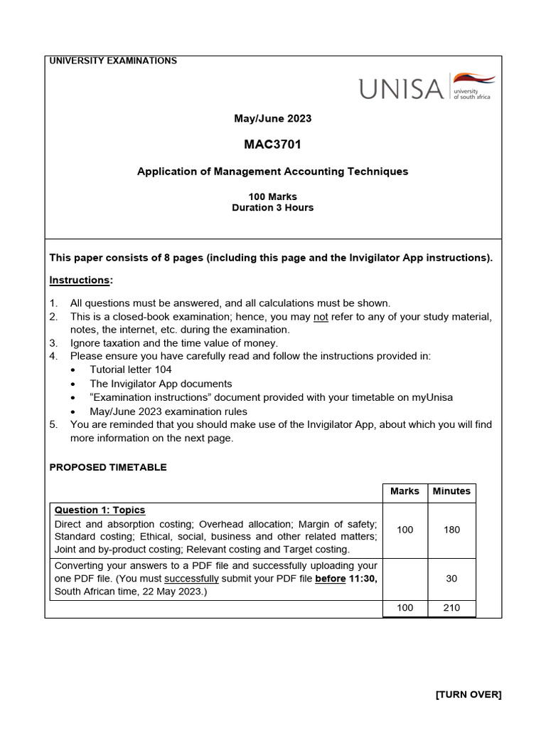 MAC3701 - May 2023 - Examination Question Paper | PDF | Chocolate