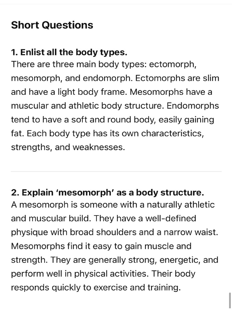 P.E Chapter 3 Body Types | PDF