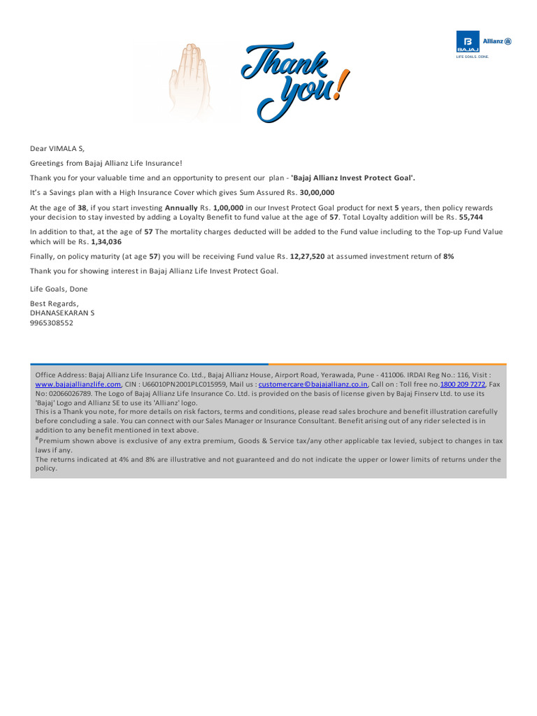 Vimala S - Wealth Plans | PDF