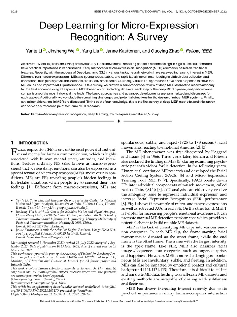 Deep Learning For MicroExpression Recognition | PDF | Deep Learning | Artificial Intelligence