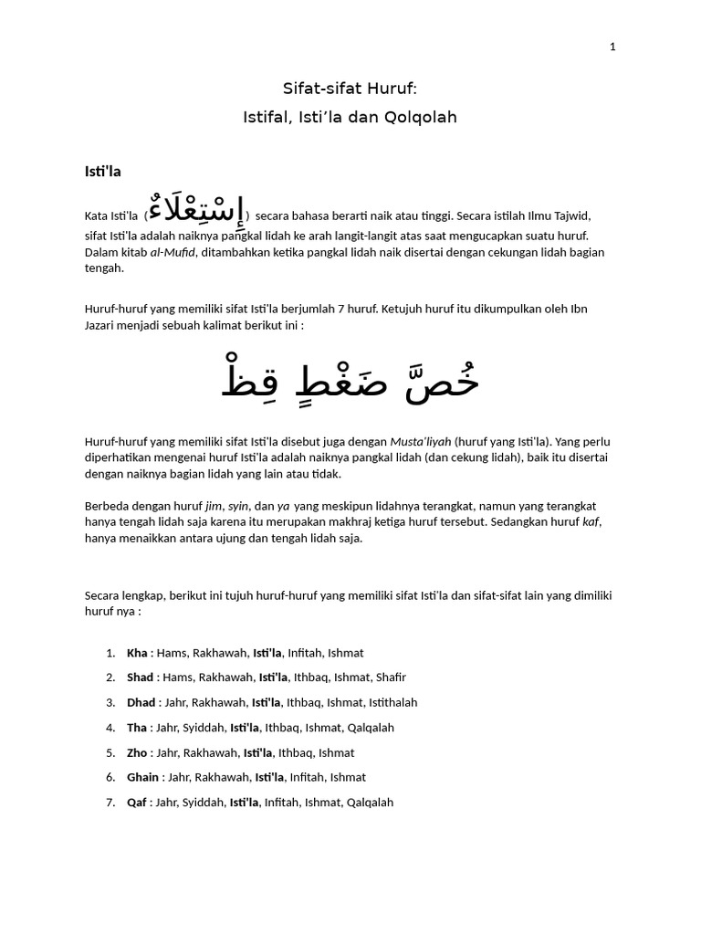 Huruf Istifal Dan Huruf Isti | PDF