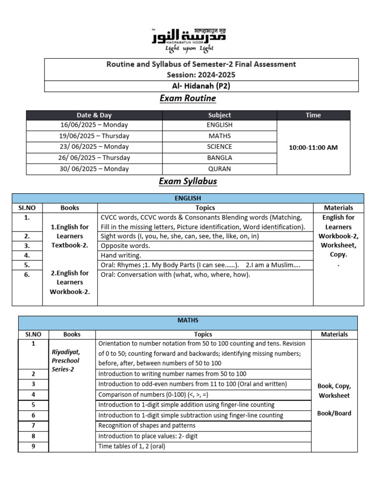 P2_SEM-2-Exam Routine and Syllabus_2024-25 (4) | PDF