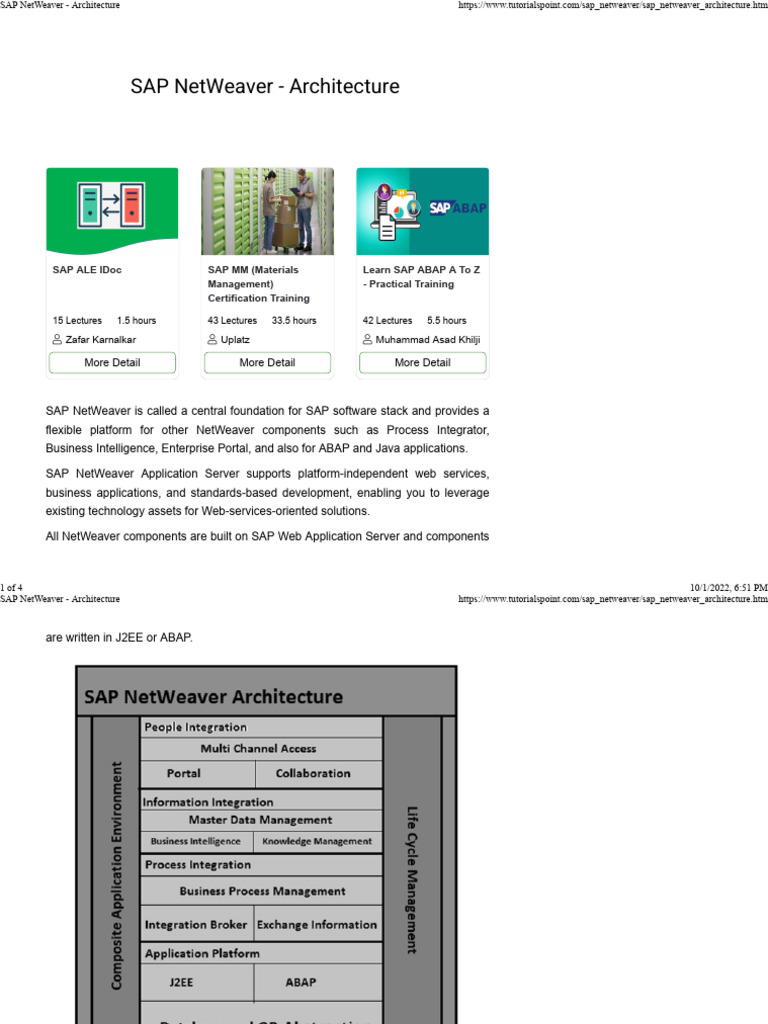 SAP NetWeaver Architecture Overview | PDF | Server (Computing) | World ...