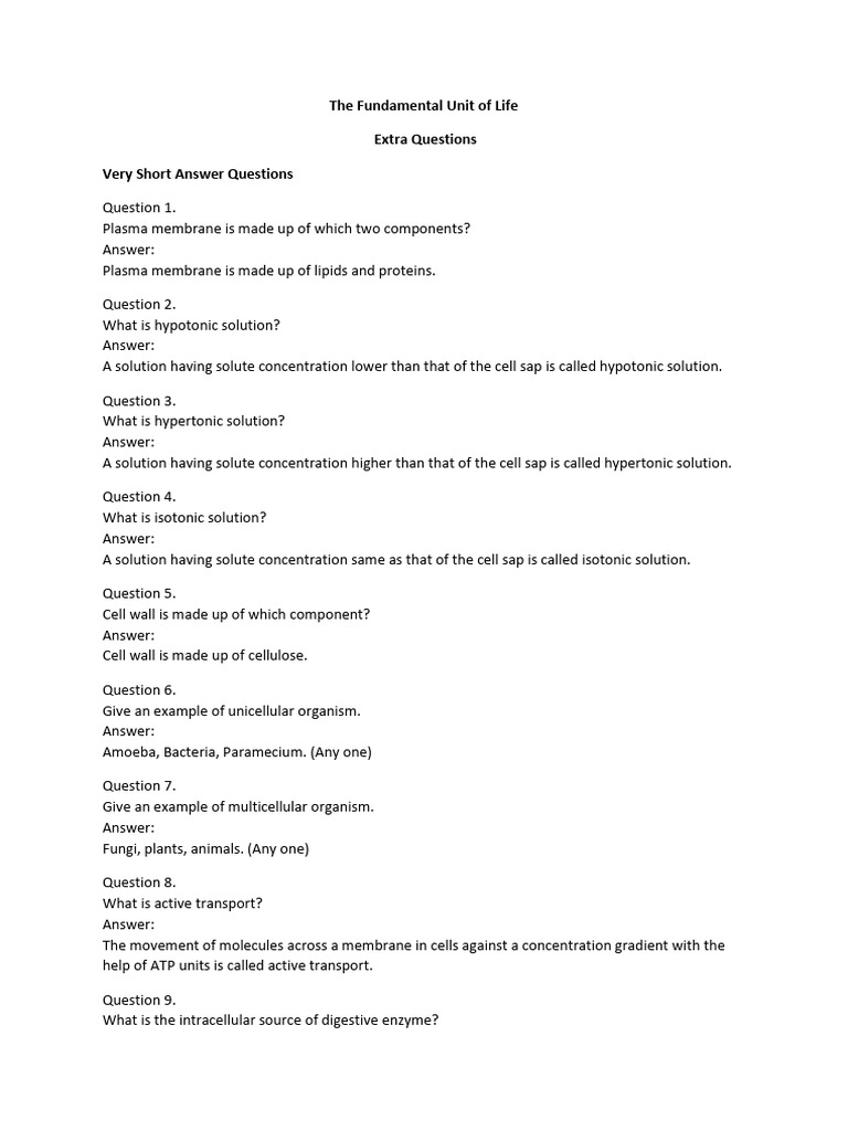 The Fundamental Unit of Life Extra | PDF | Cell (Biology) | Cell Membrane