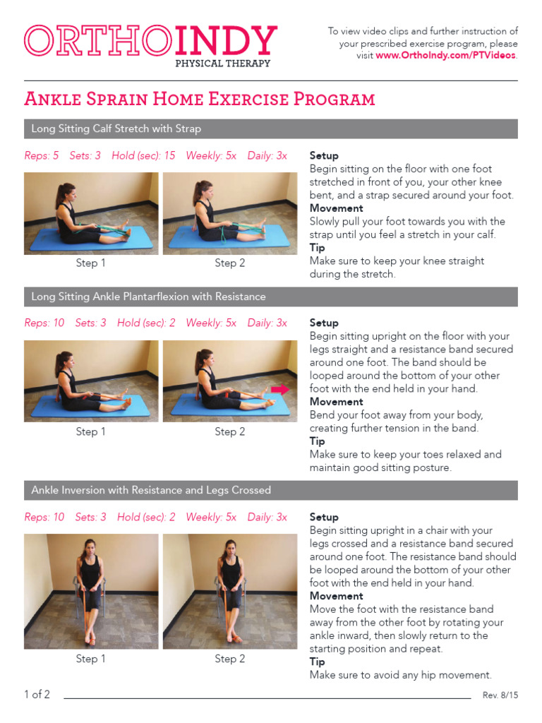 Ankle Sprain Exercise Program Guide | PDF | Foot | Anatomical Terms Of ...