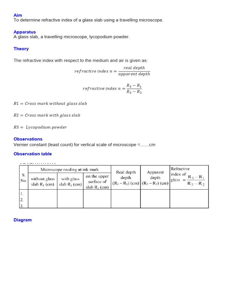 Glass Slab Refractive Index | PDF