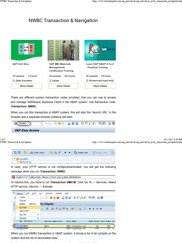 NWBC Tcode & Navigation | PDF | Internet Explorer | Hypertext