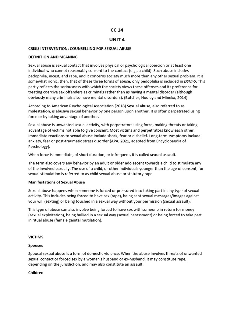 Sexual Abuse Counselling | PDF | Sexual Abuse | Psychological Trauma