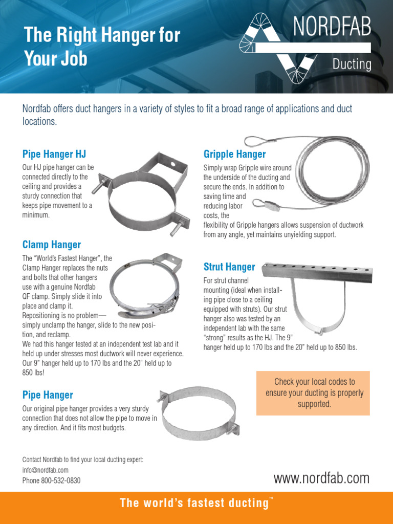 Nordfab Duct Hangers | PDF | Duct (Flow) | Pipe (Fluid Conveyance)