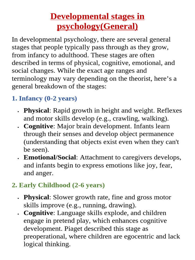 Stages of Human Development in Psychology | PDF | Developmental ...